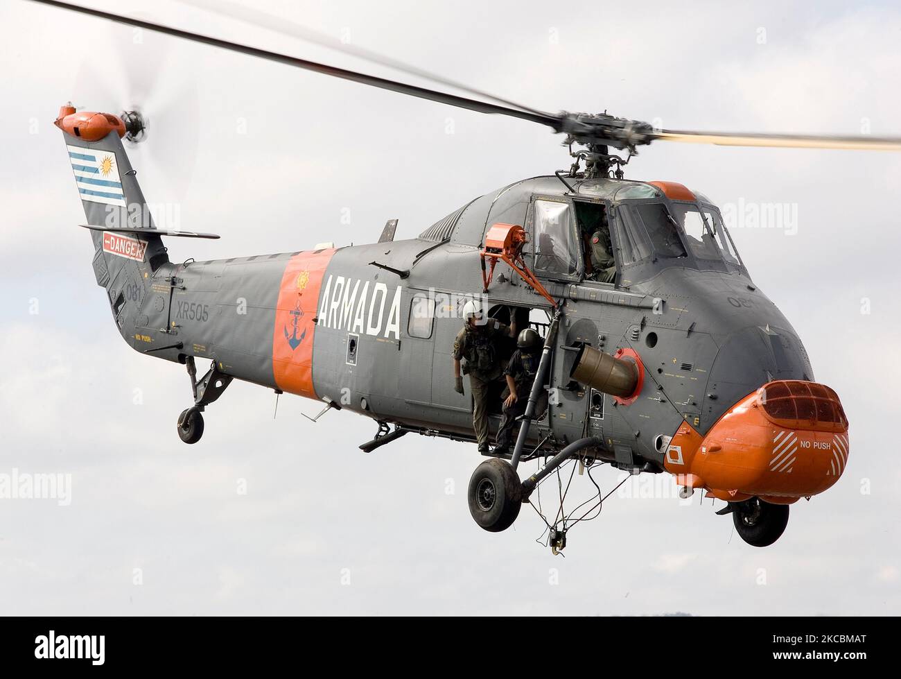 A Wessex HC-2 helicopter of the National Navy of Uruguay conducting an ...