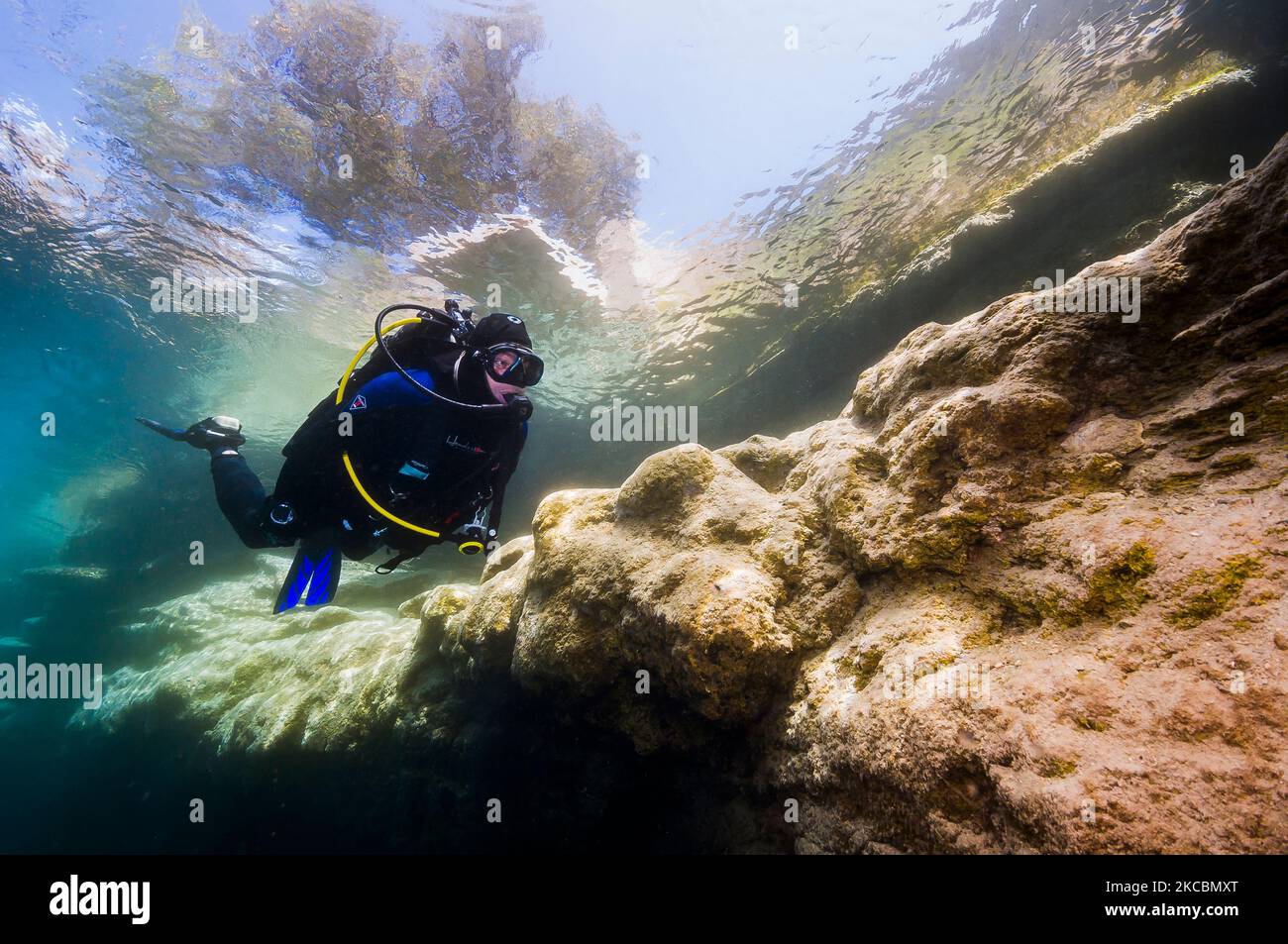 Diver exploring a spring in Santa Rosa, New Mexico Stock Photo - Alamy