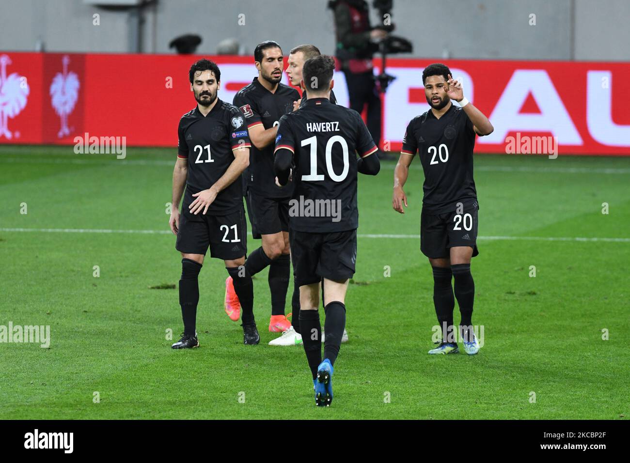 German players celebrating scoring a goalduring the game between ...