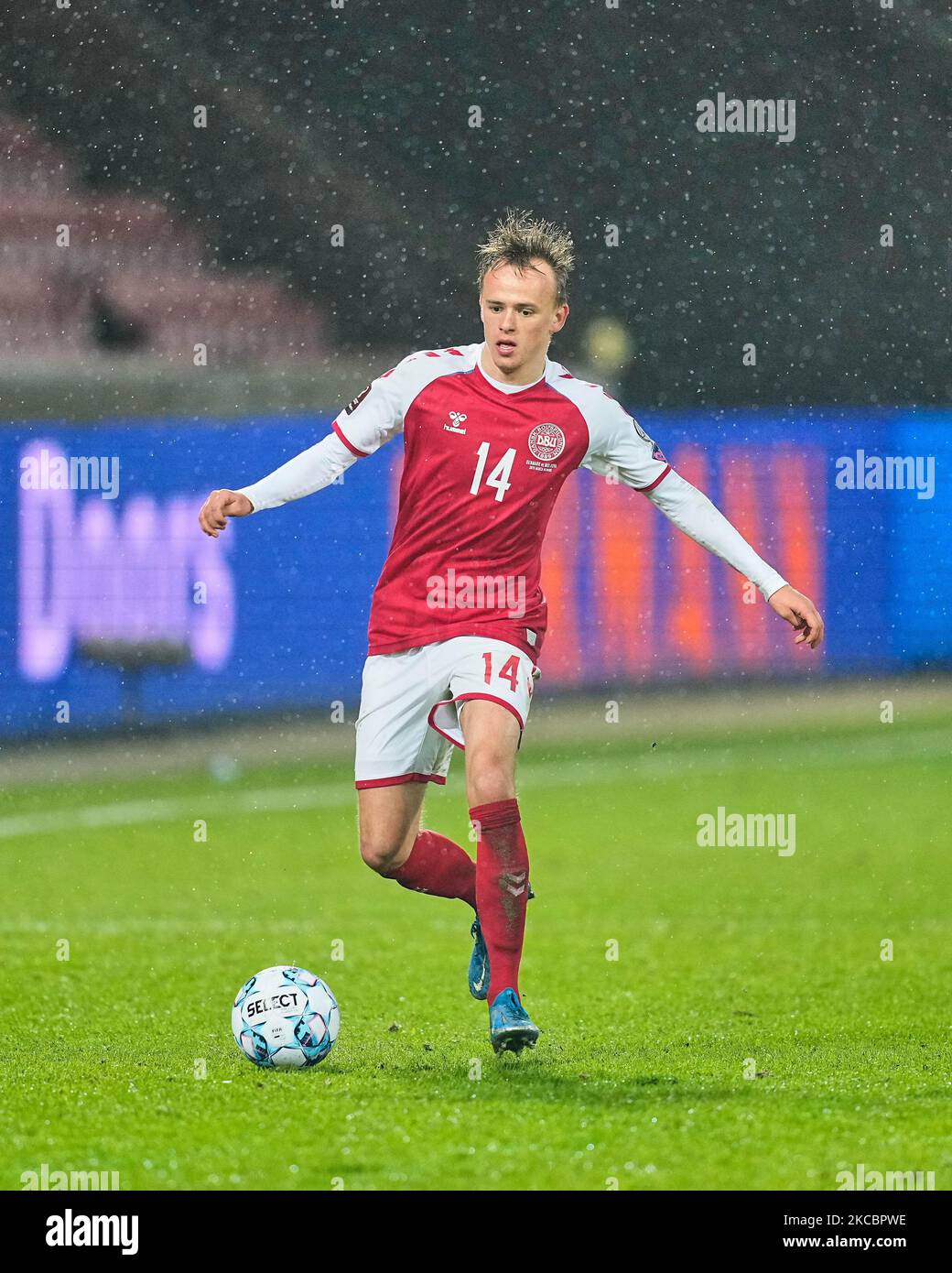 Mikkel Damsgaard of Denmark during the World Cup Qualification match ...