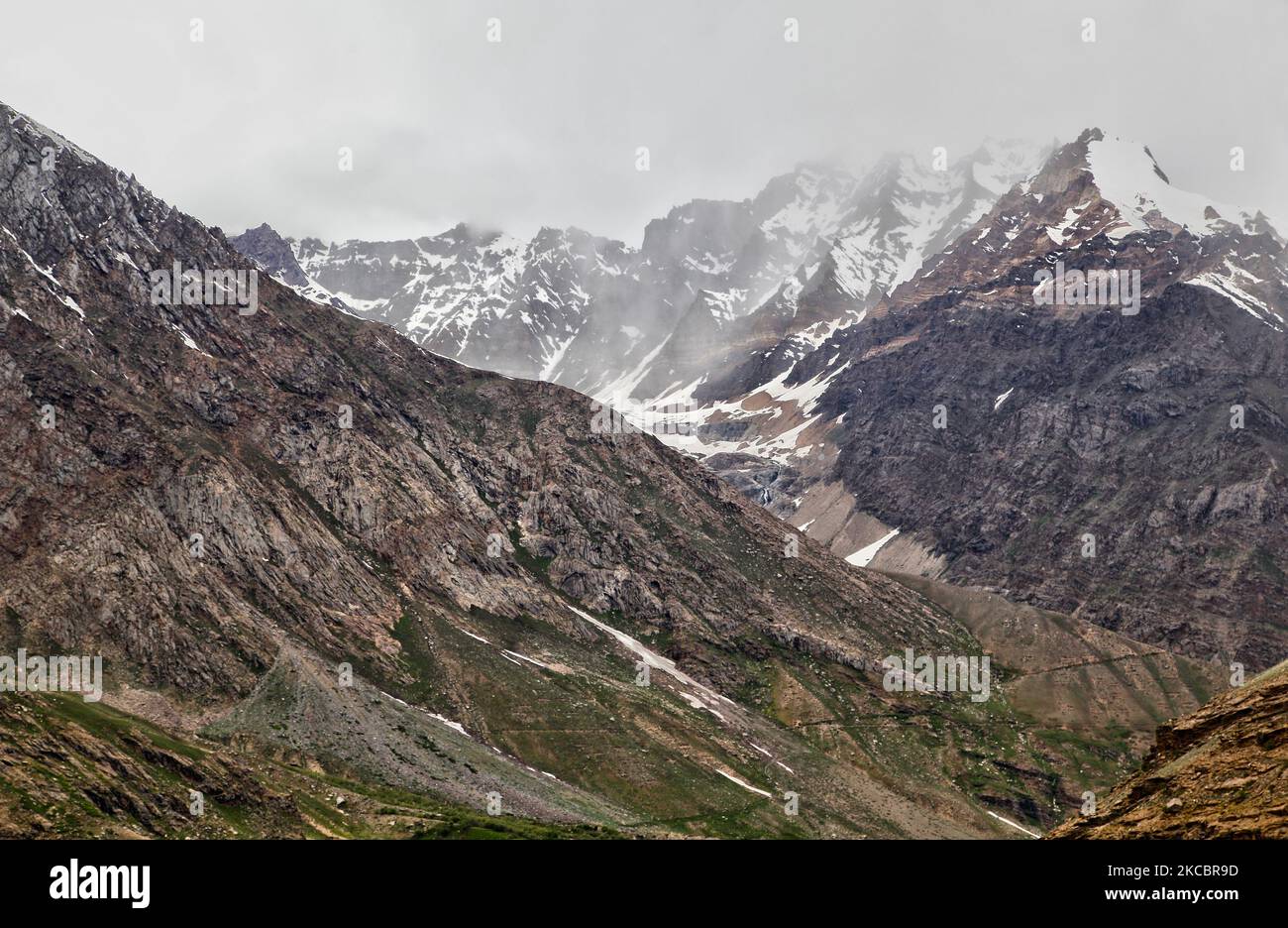 Mountains near the Parkachik Village in the Suru Valley in Zanskar ...