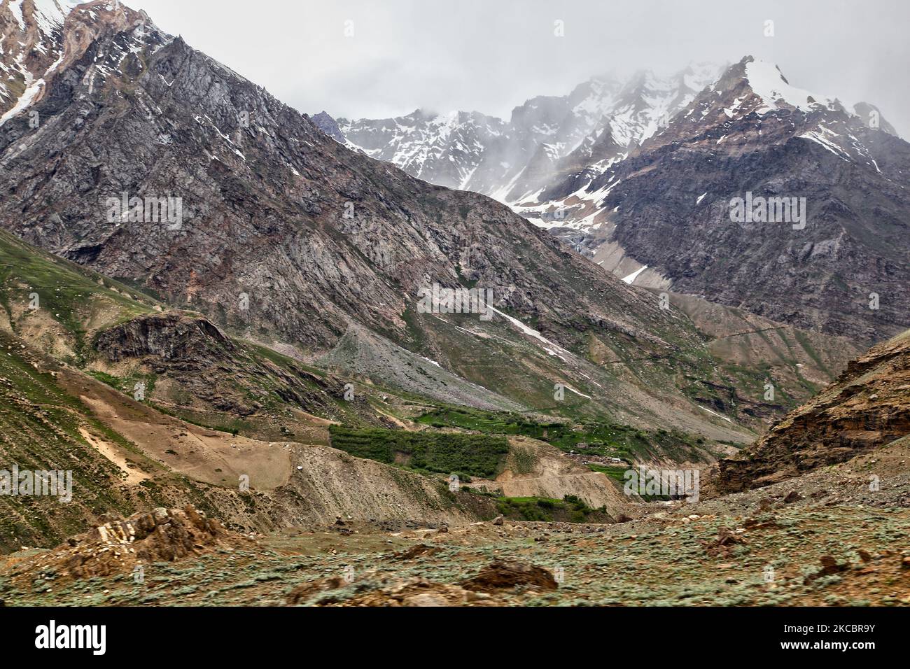 Mountains near the Parkachik Village in the Suru Valley in Zanskar ...