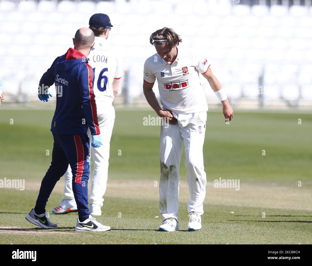 Essex's Aaron Beard picks up a injury during Friendly Day One of 2 ...