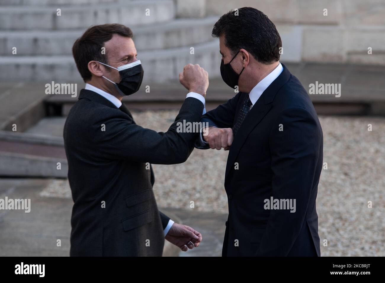 President of the French Republic Emmanuel Macron welcomes President of ...