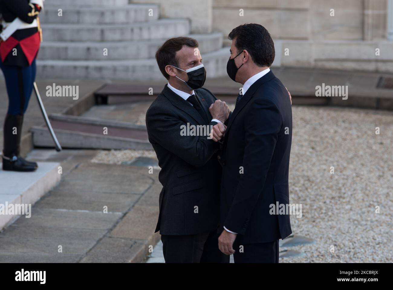 President of the French Republic Emmanuel Macron welcomes President of ...
