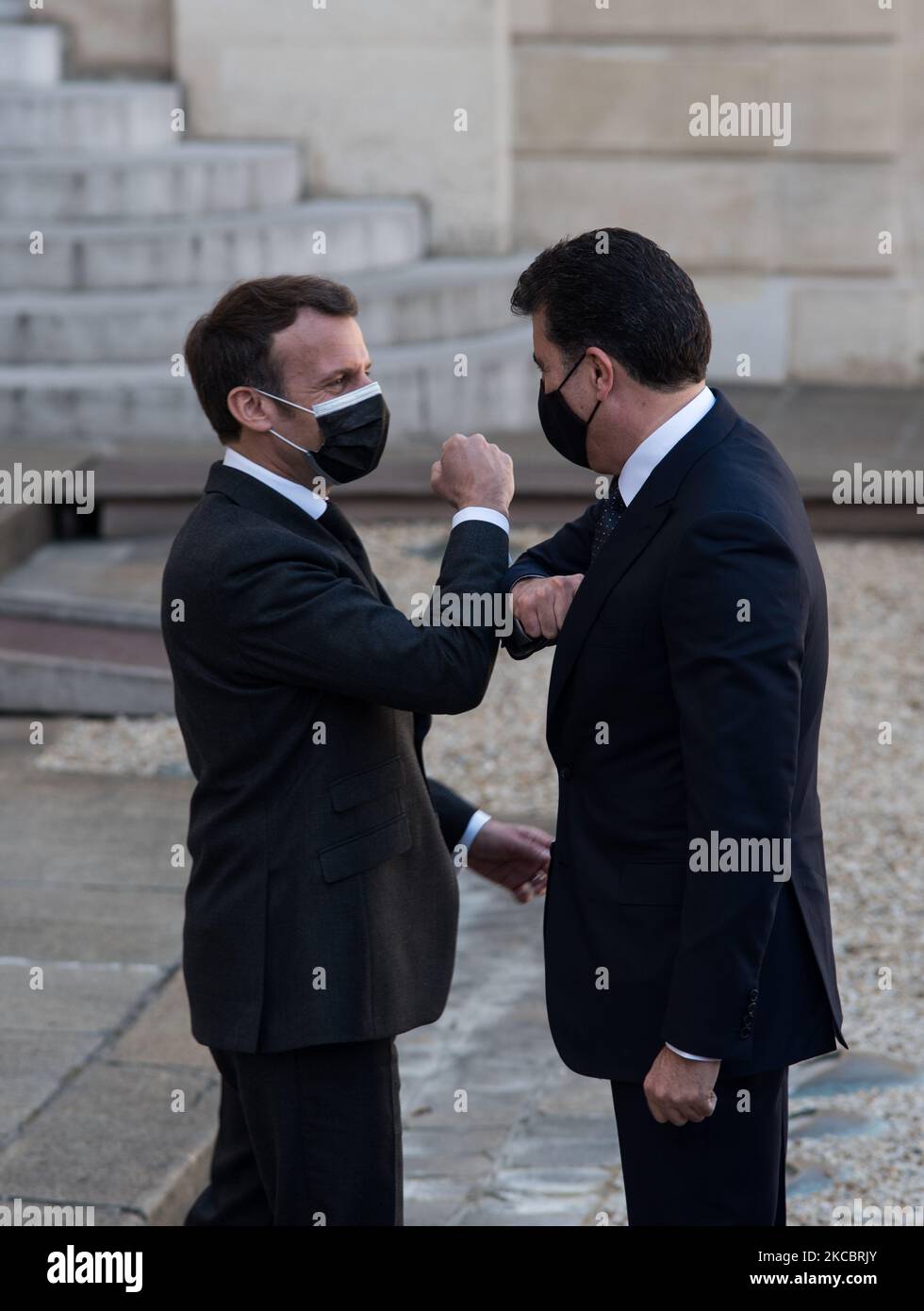 President of the French Republic Emmanuel Macron welcomes President of ...
