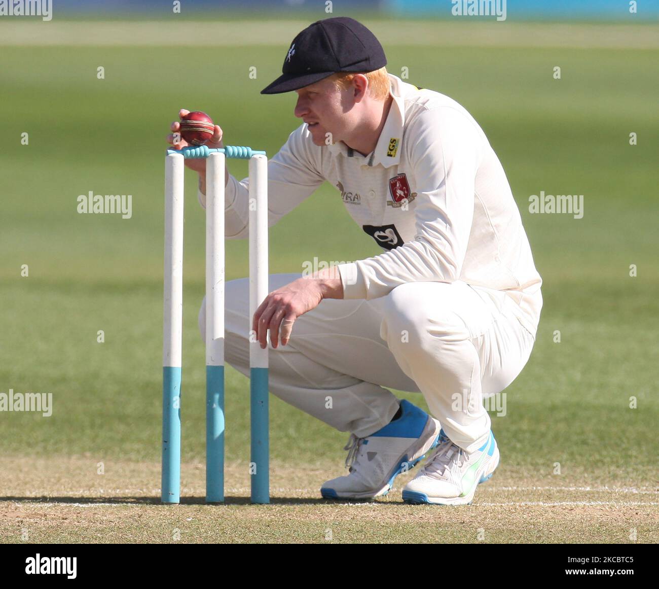 Jordan Cox of Kent CCC during Friendly Day Two of 2 match between Essex ...