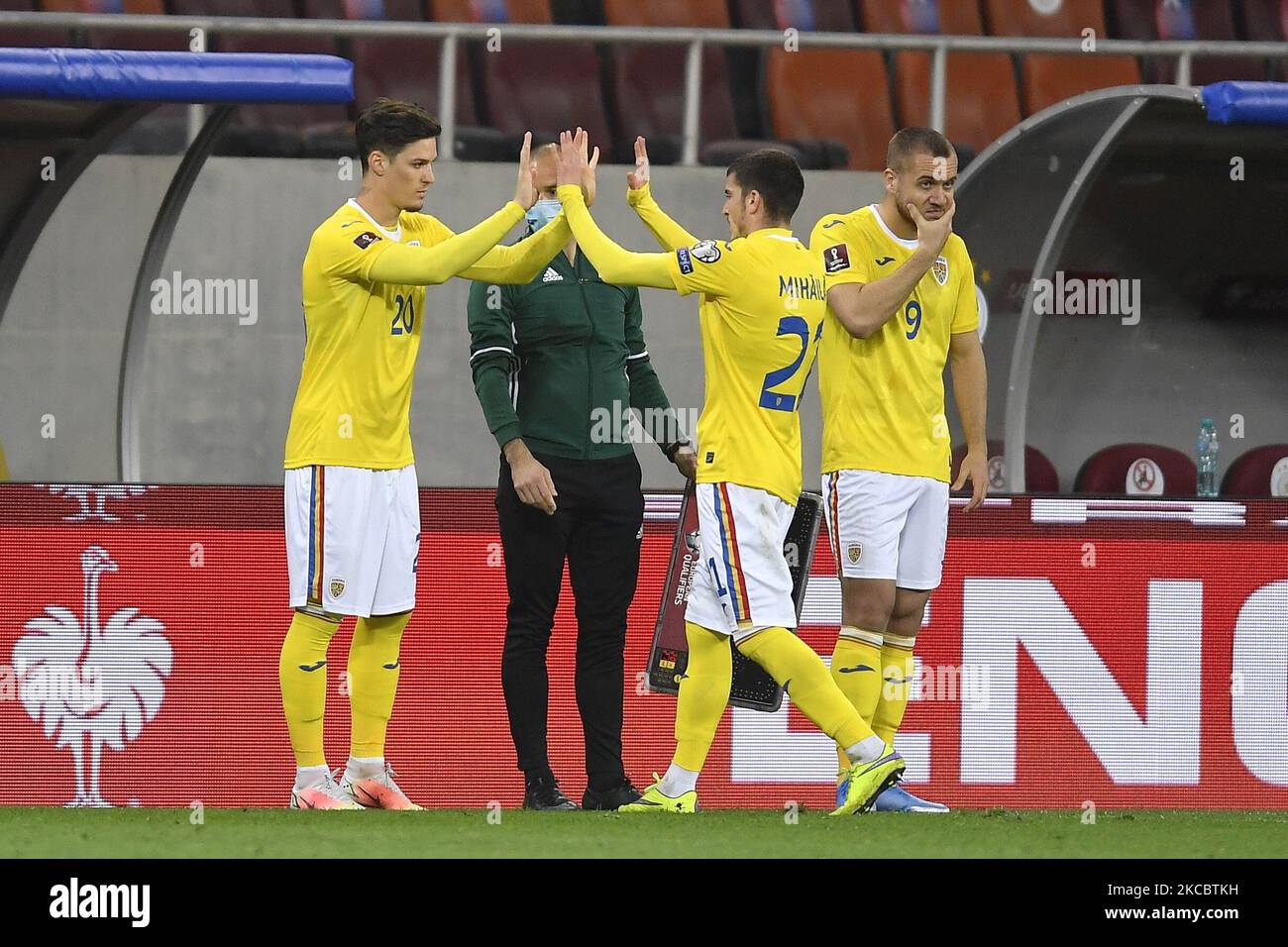 Dennis Mann, Valentin Mihaila and George Puscas during the game between ...