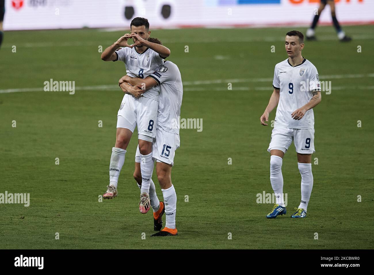 Besar Halimi (SV Sandhausen) of Kosovo celebrates after scoring his ...