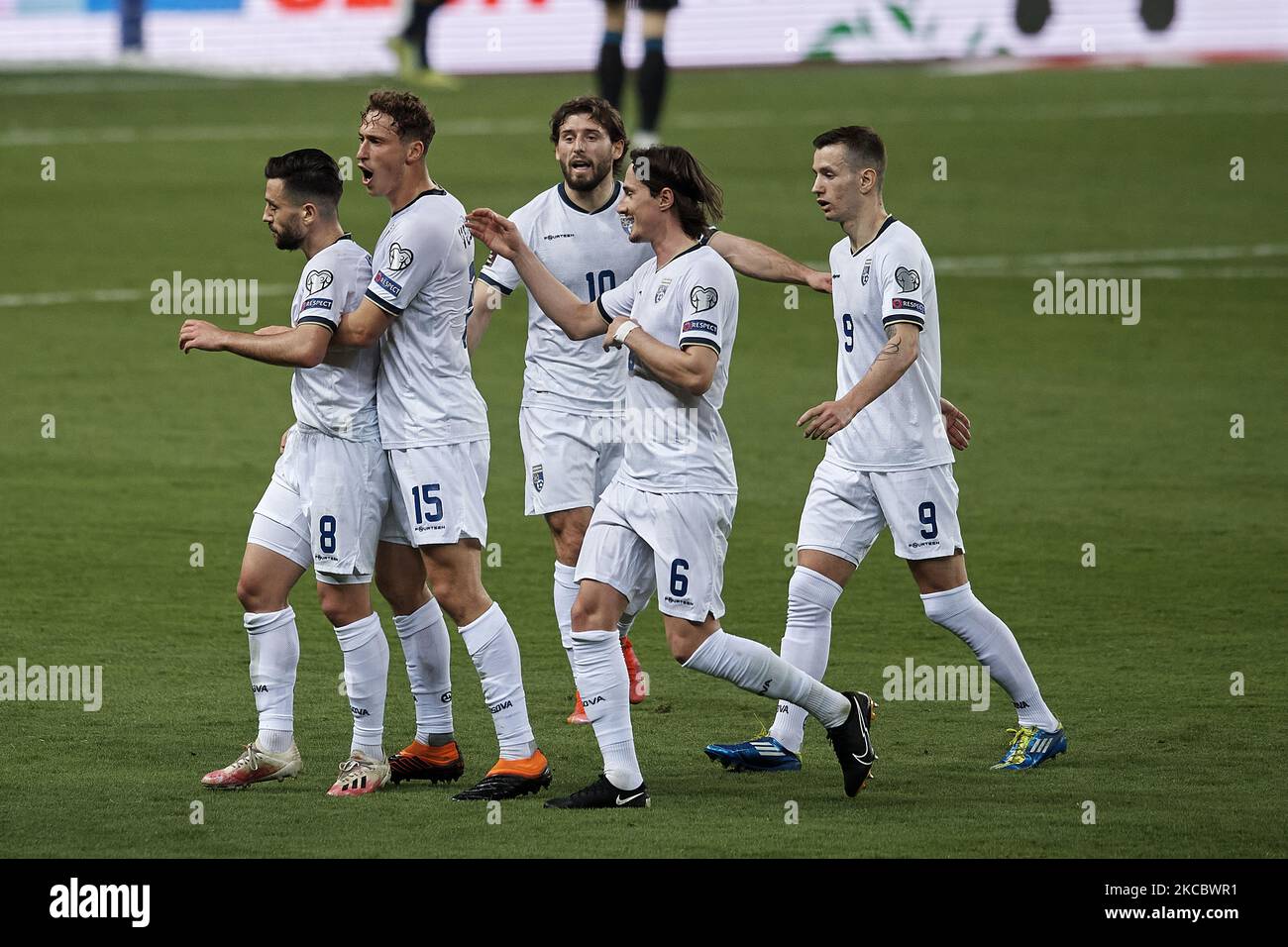 Besar Halimi (SV Sandhausen) of Kosovo celebrates after scoring his ...