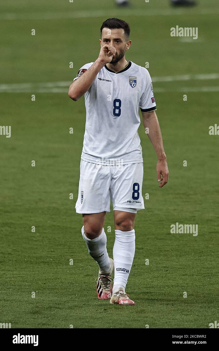 Besar Halimi (SV Sandhausen) of Kosovo celebrates after scoring his ...