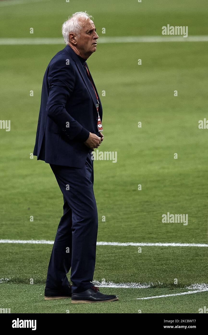 Bernard Challandes head coach of Kosovo looks during the FIFA World Cup ...