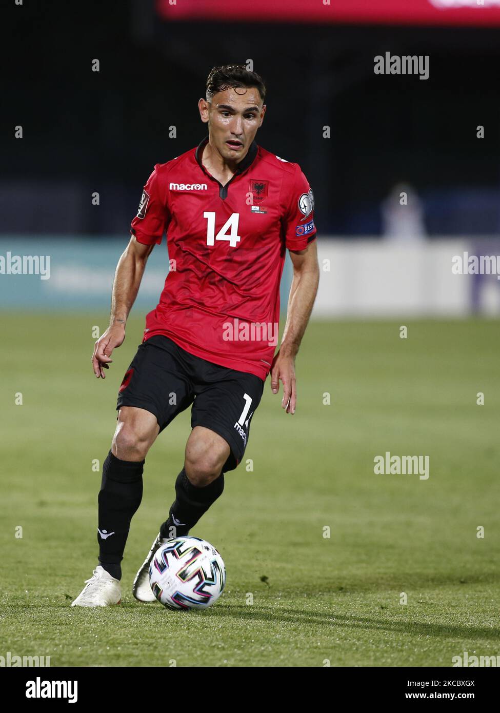 Qazim Laci during the match to qualify for the Football World Cup 2022 ...