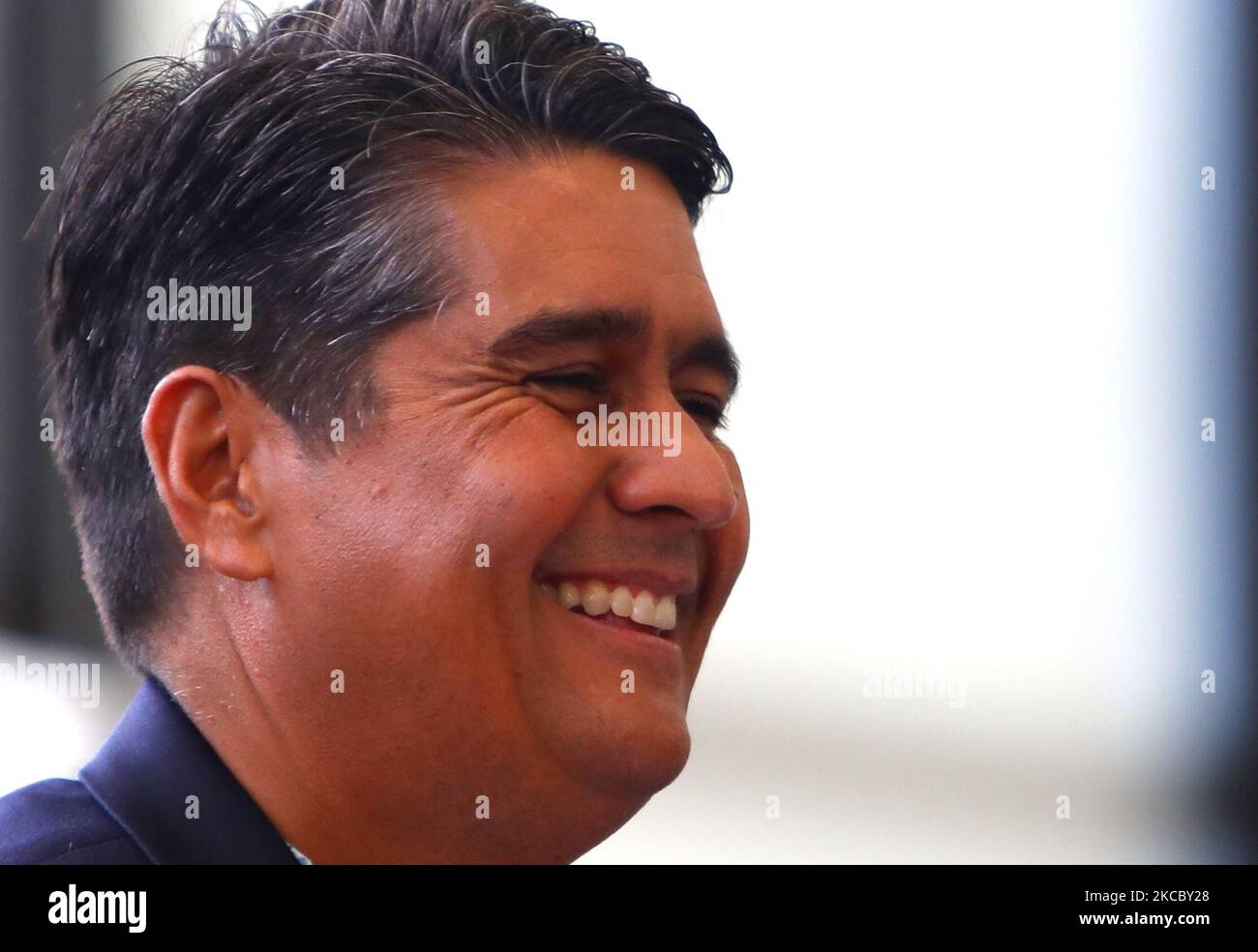 Palau President Surangel Whipps Jr. wearing a Palau-Taiwan flag mask ...