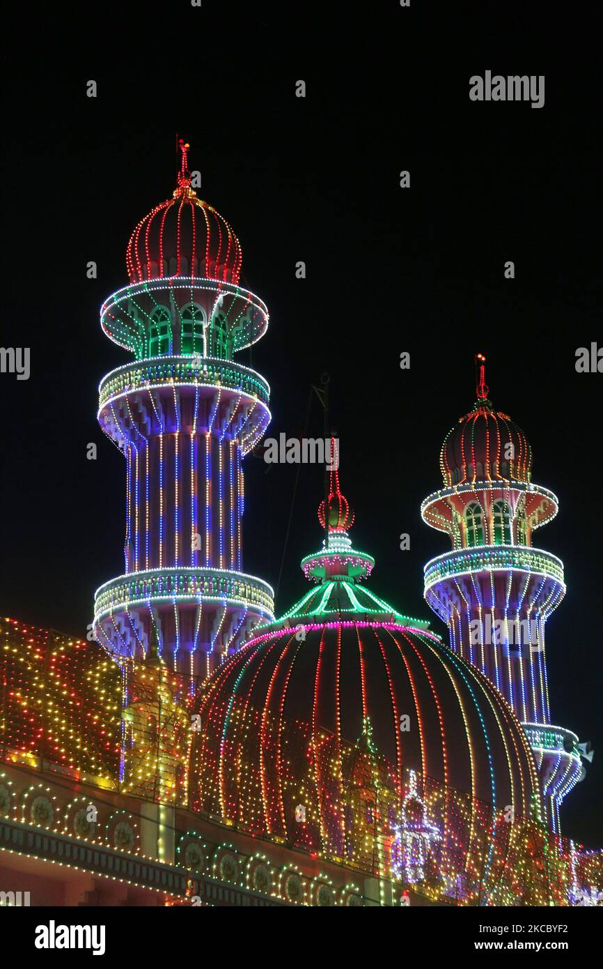 The Beemapally Mosque (Beemapally Dargah Shareef) is illuminated during ...