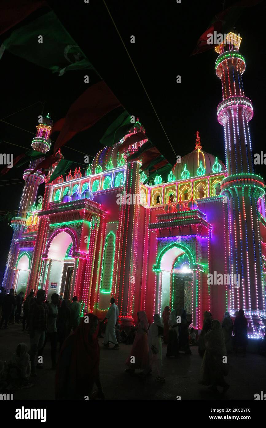 The Beemapally Mosque (Beemapally Dargah Shareef) is illuminated during ...