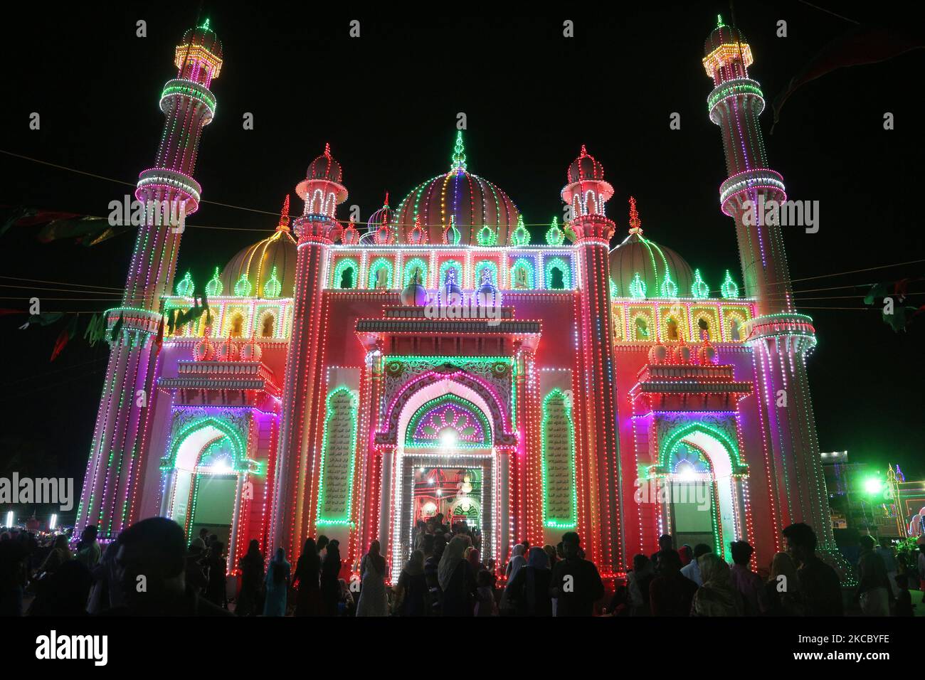 The Beemapally Mosque (Beemapally Dargah Shareef) is illuminated during ...