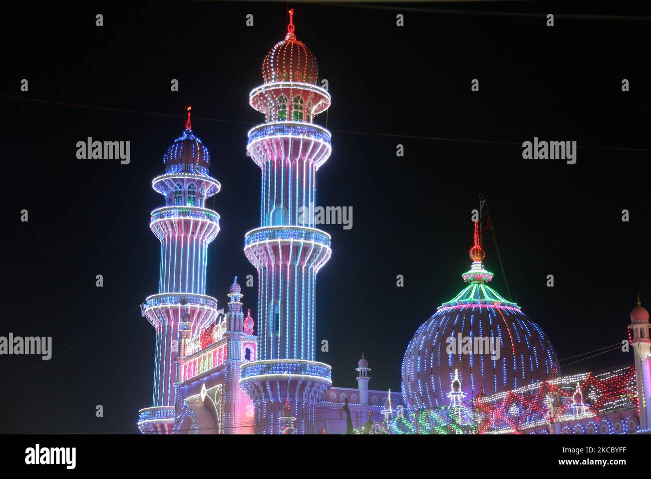 The Beemapally Mosque (Beemapally Dargah Shareef) is illuminated during ...