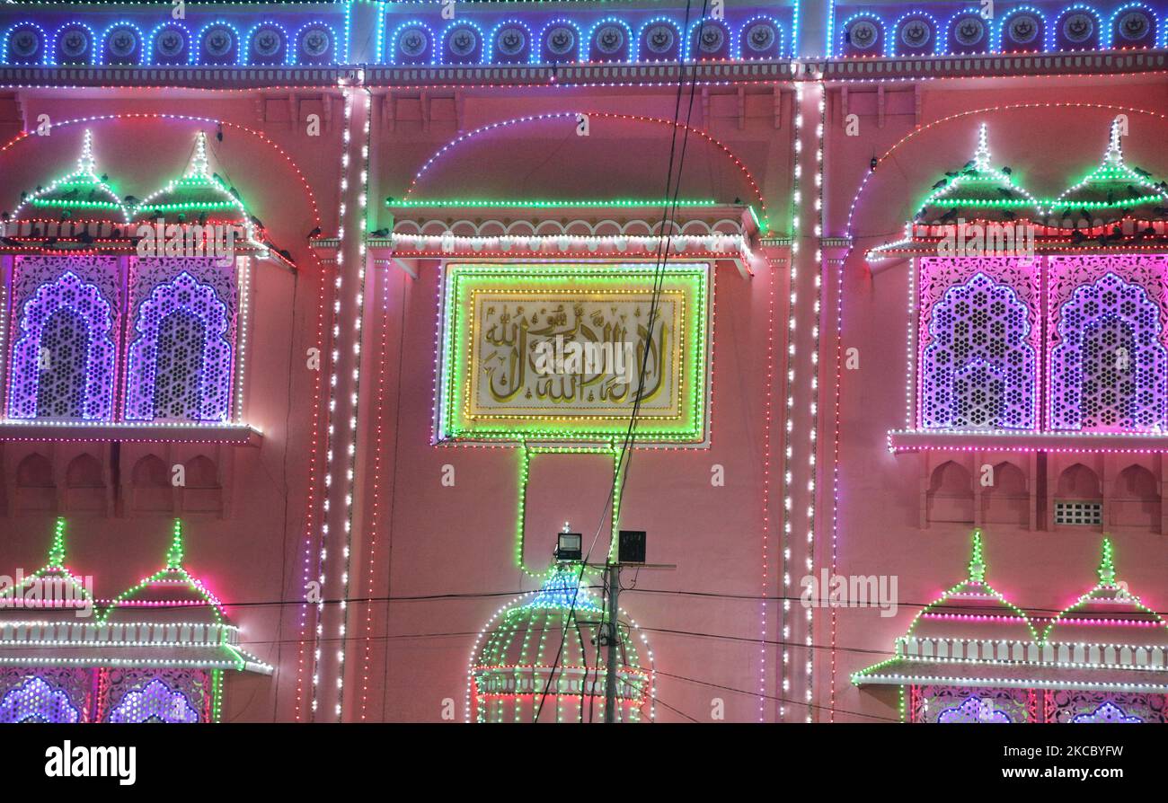 The Beemapally Mosque (Beemapally Dargah Shareef) is illuminated during ...