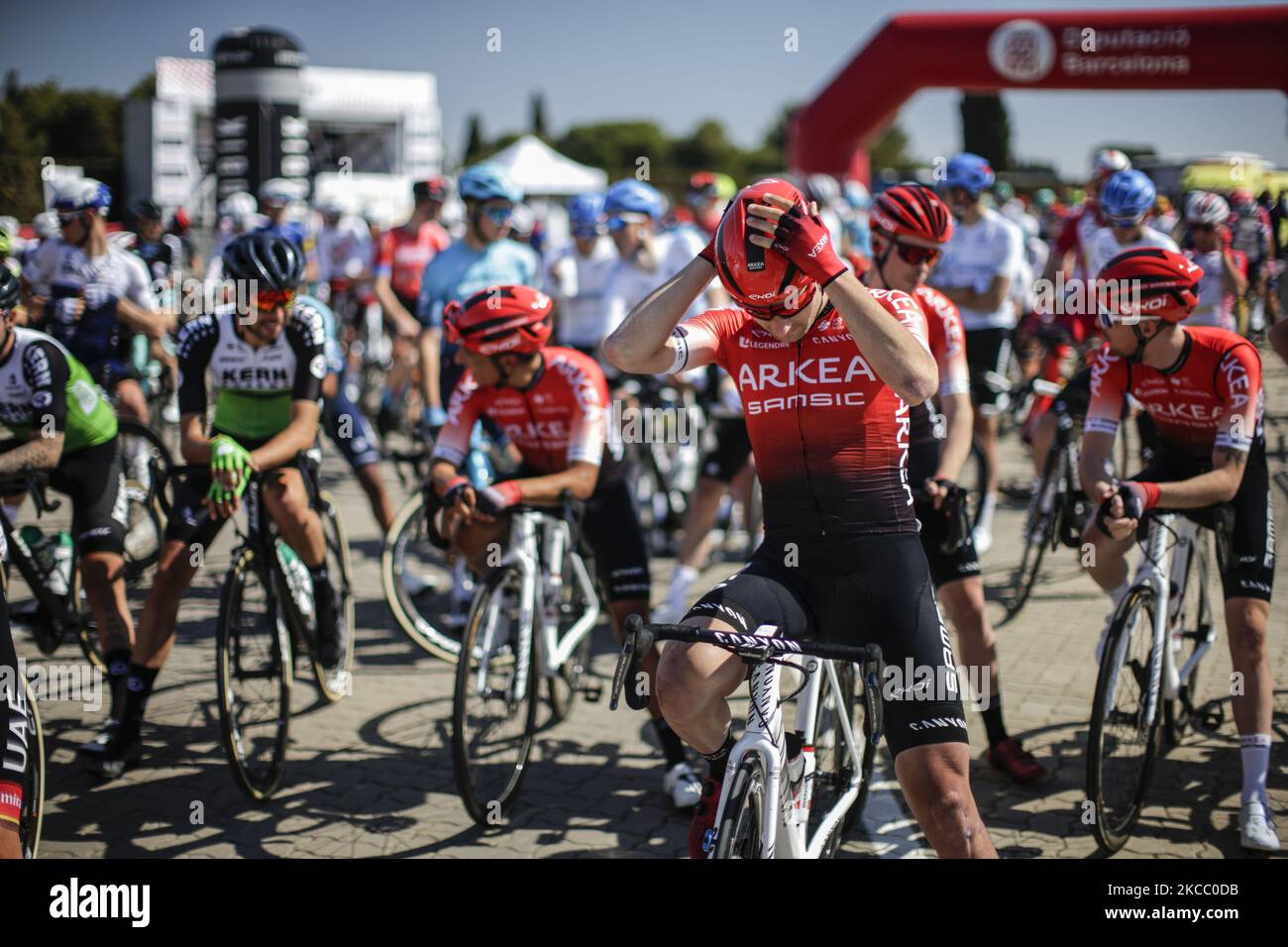 Team Arkea - Samsic cyclists before the start during the 100th Volta ...