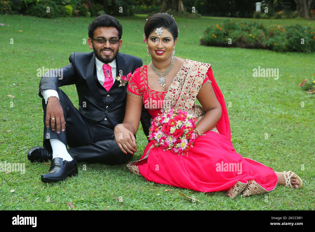 Newly Married Sri Lankan Sinhalese Couple Pose For Their Post Wedding Photos At The Royal