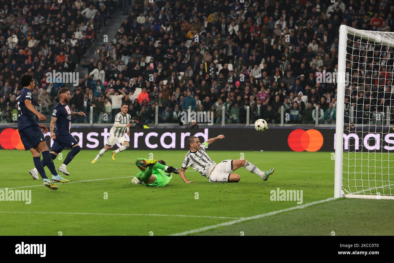 Turin, Italy, 2nd November 2022. Leonardo Bonucci of Juventus scores to ...