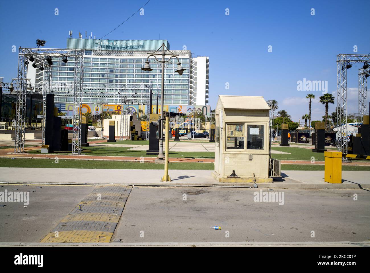 The celebration area in front of the Nile Ritz-Carlton hotel ...