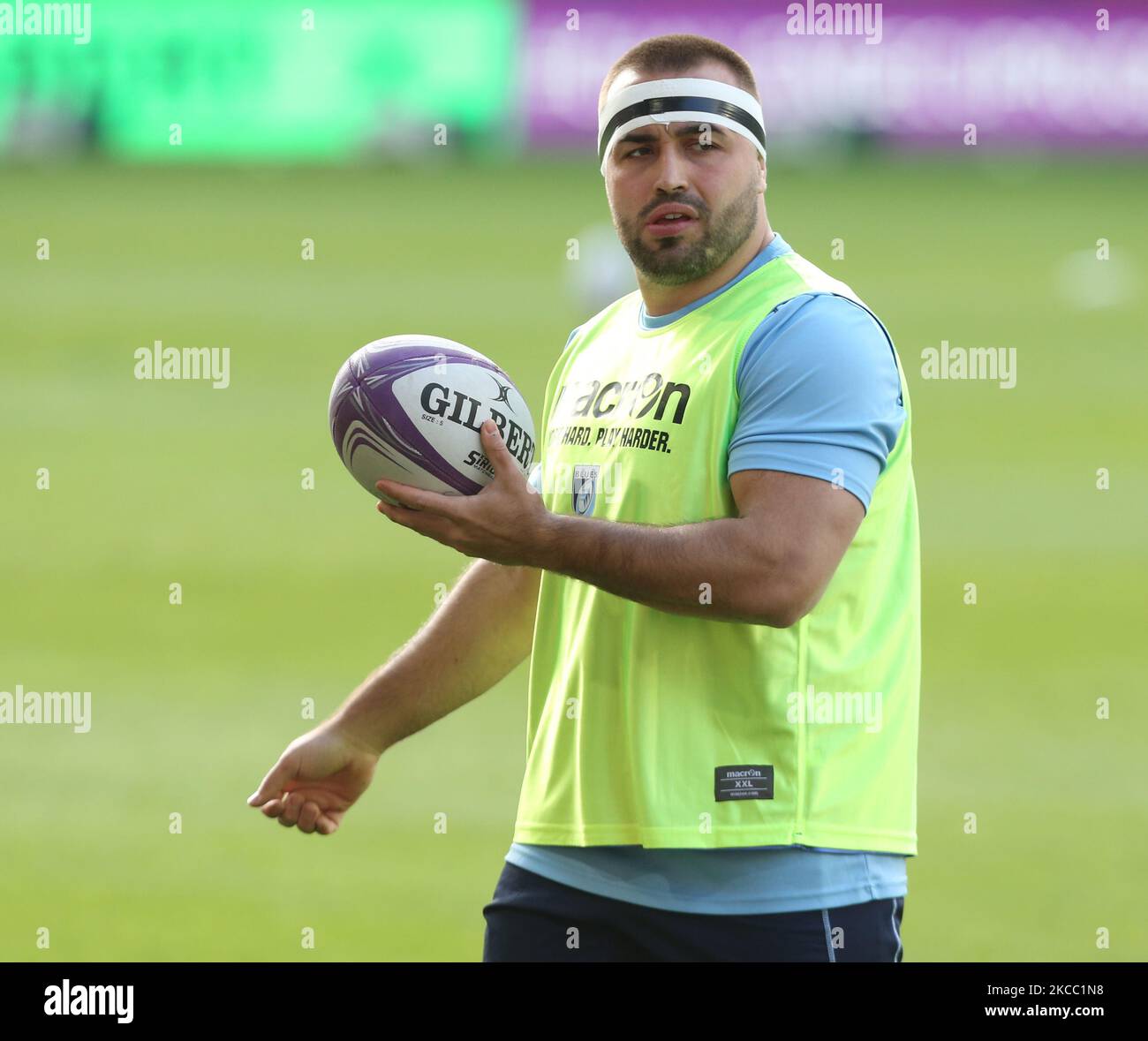 Liam Belcher of Cardiff Blues warm up during European Champions Cup ...