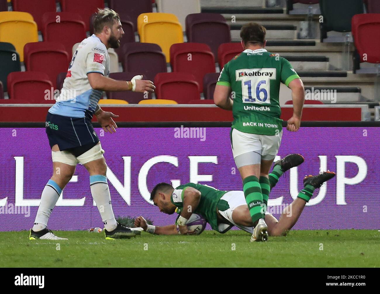 Curtis Rona of London Irish gets the winning Tryduring European ...