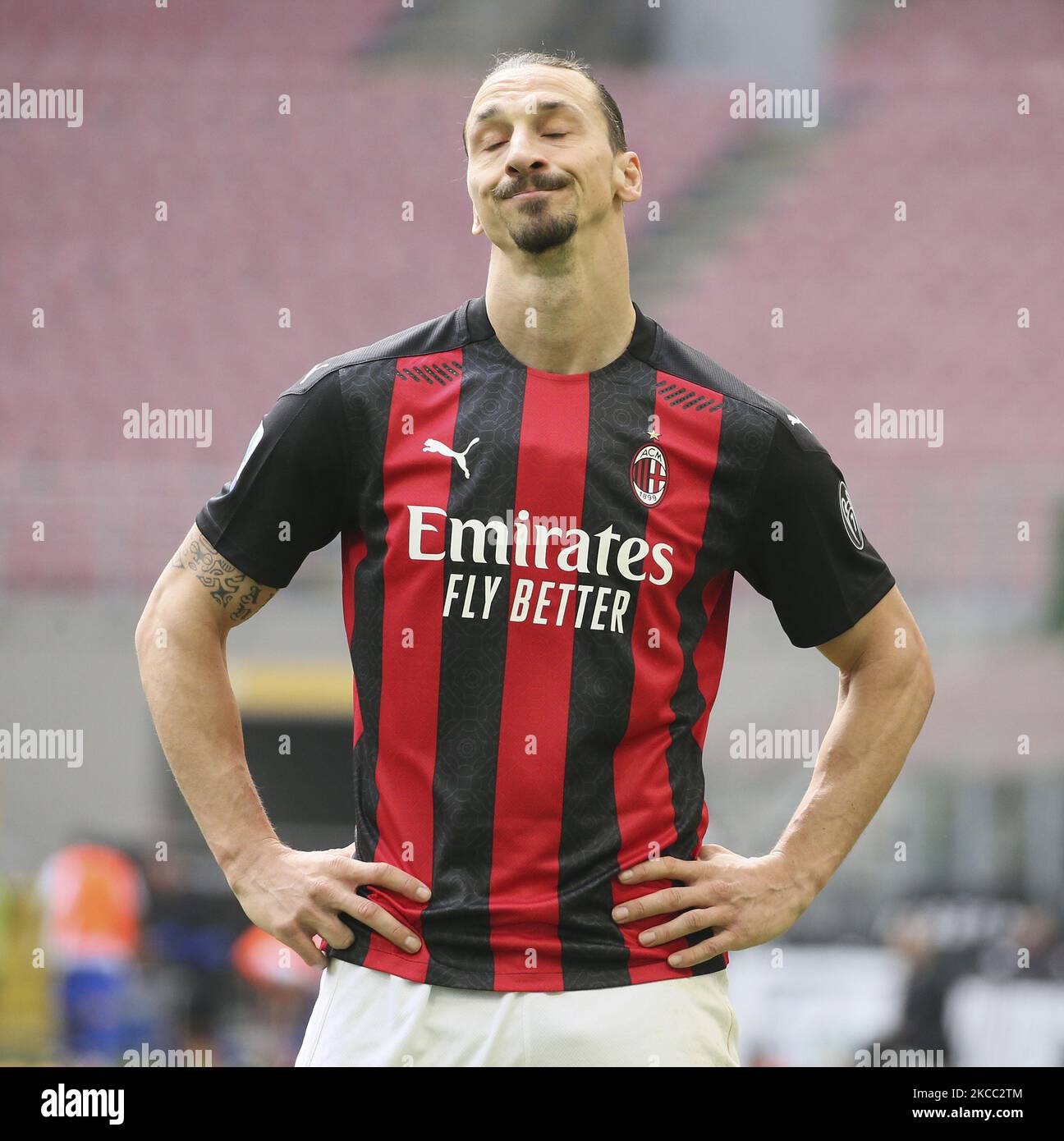 Zlatan Ibrahimovic of AC Milan shows his dejection during the Serie A ...