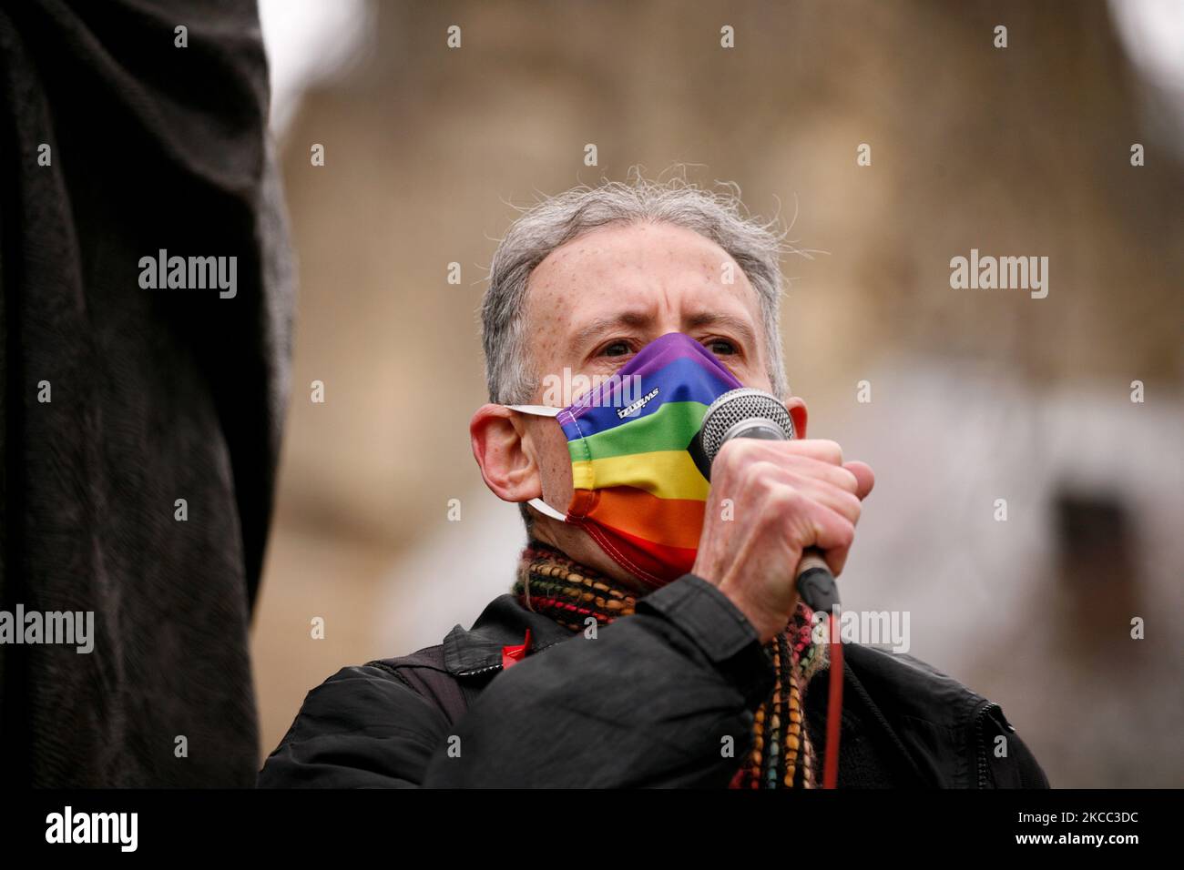 Human rights campaigner peter tatchell addresses activists hi-res stock ...