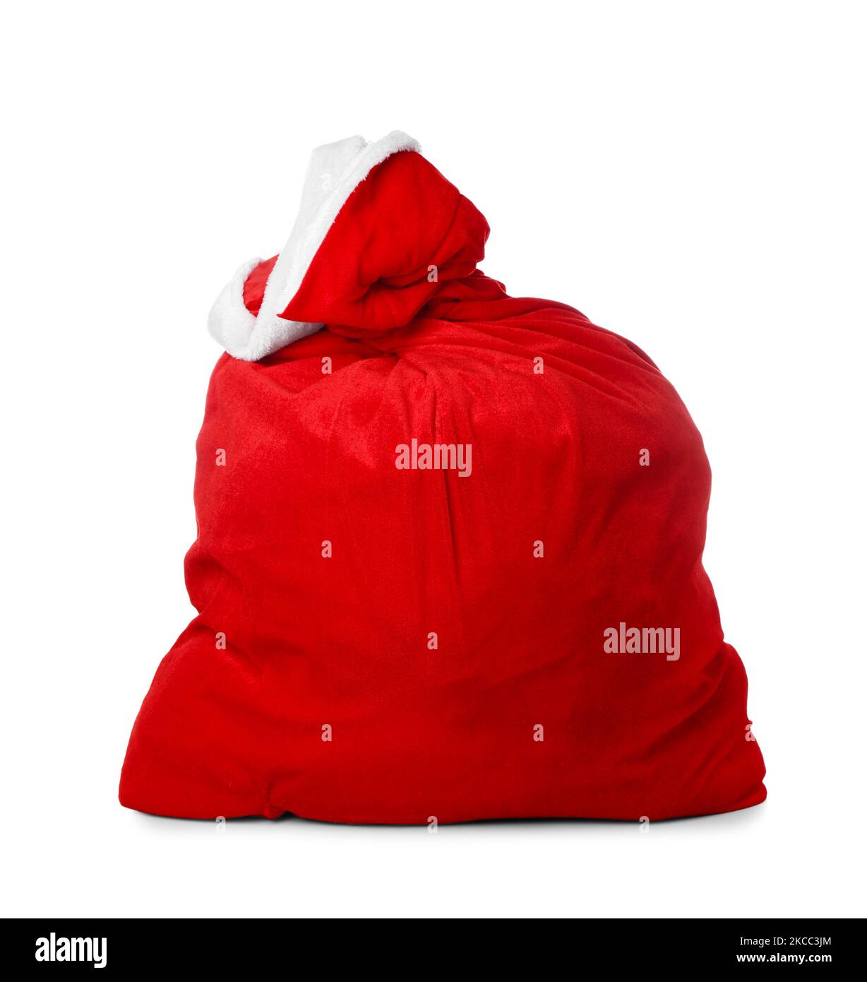 Santa Claus red bag on white background Stock Photo - Alamy
