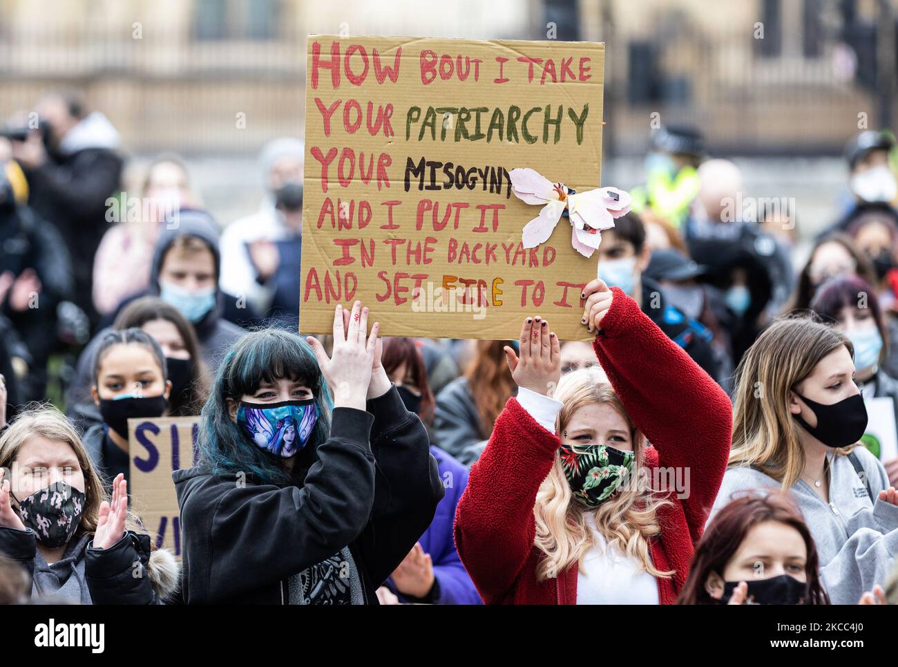 Women's rights Protestors rally to in Parliament Square, London ...