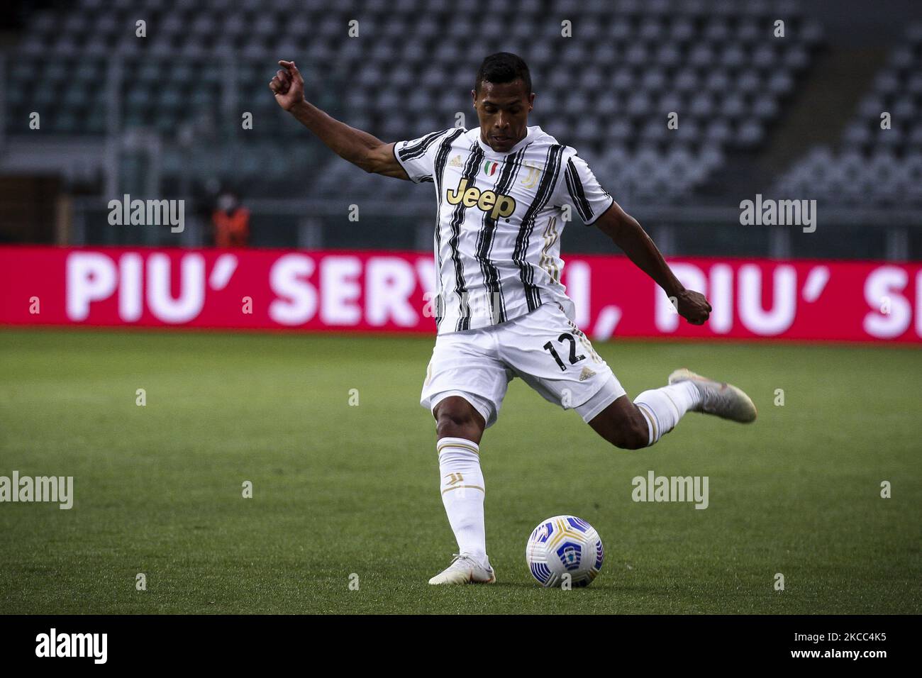 Juventus defender Alex Sandro (12) shoots the ball during the Serie A ...