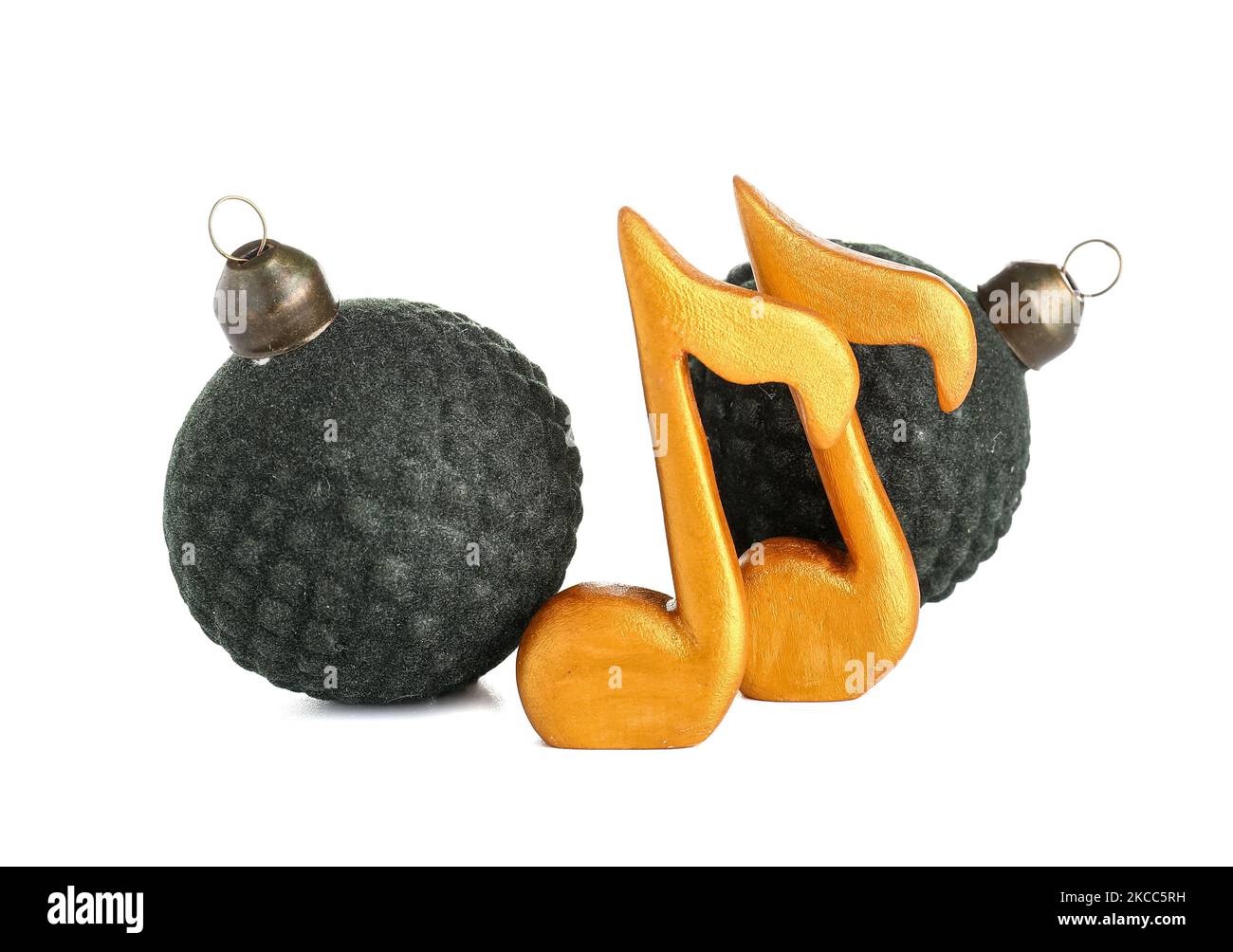 Note signs with Christmas balls on white background Stock Photo - Alamy