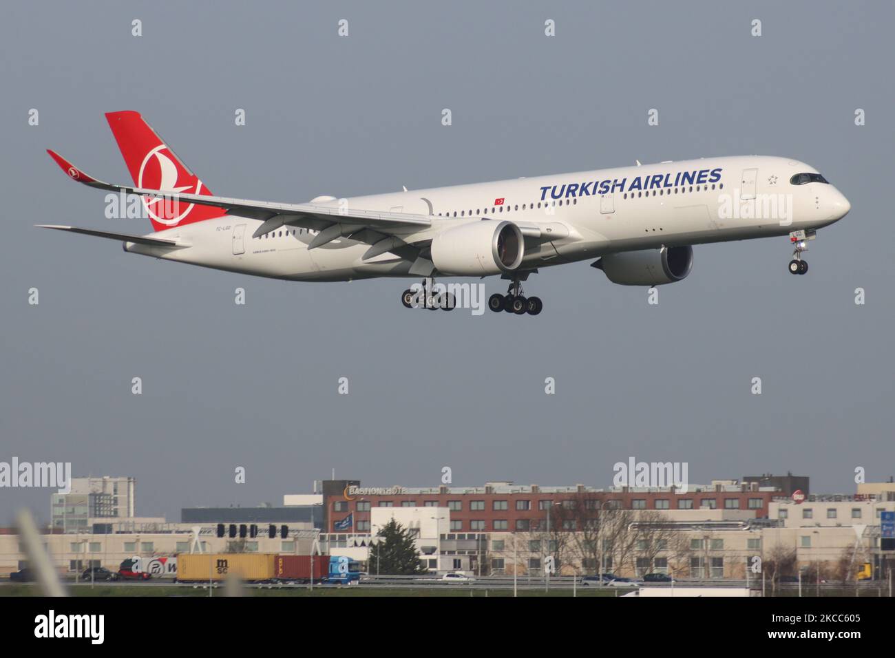 A new Turkish Airlines Airbus A350-900 aircraft as seen flying and ...