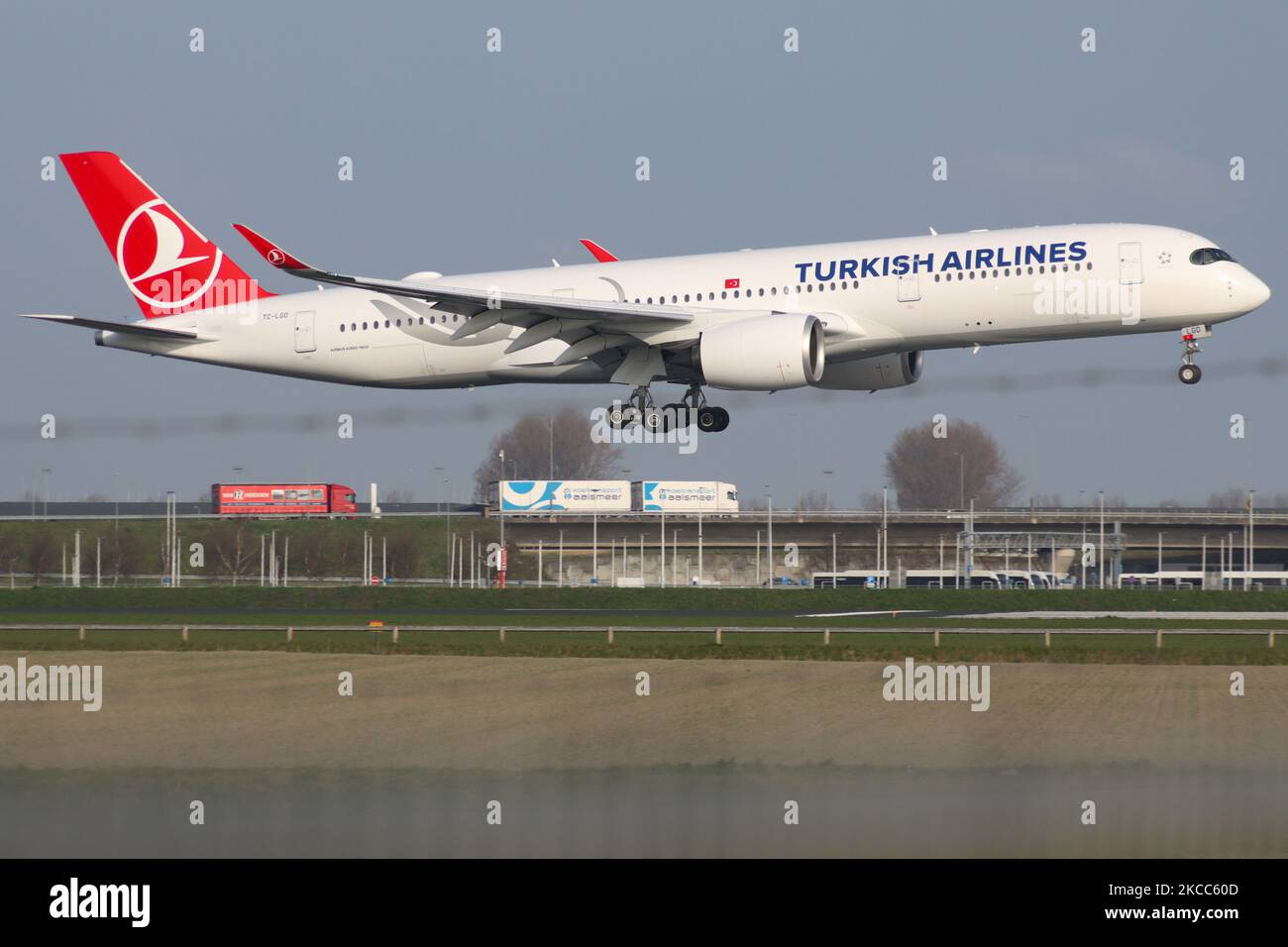 A new Turkish Airlines Airbus A350-900 aircraft as seen flying and ...