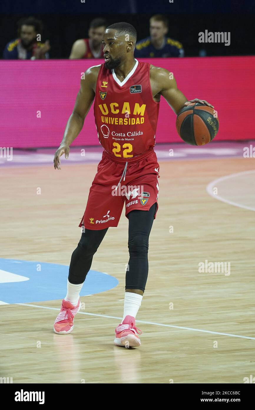 Isaiah Taylor of UCAM Murcia in action during the ACB Endesa Basketball ...