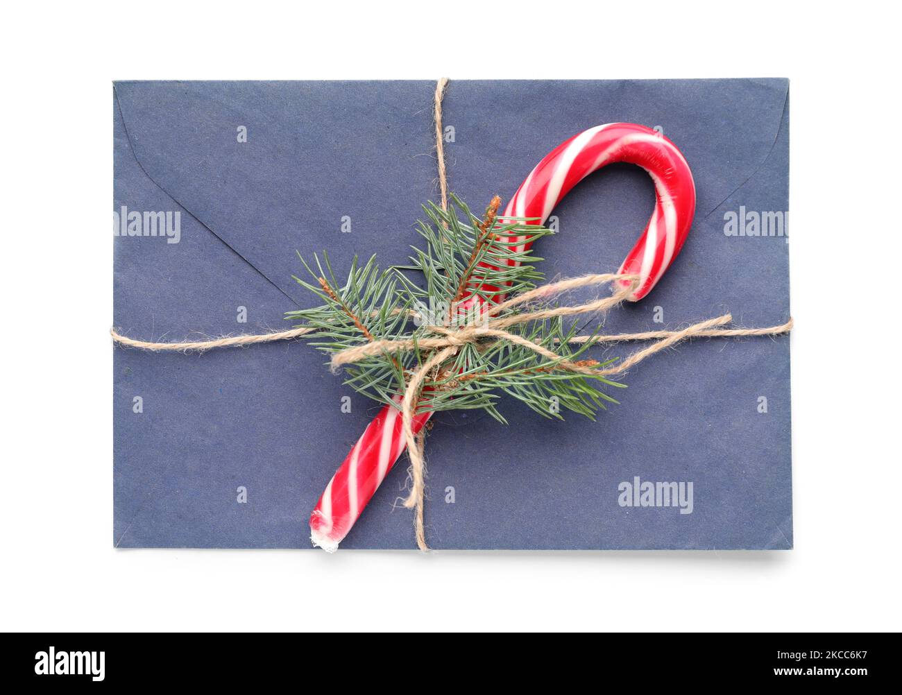 Letter to Santa with Christmas branches and candy cane on white ...