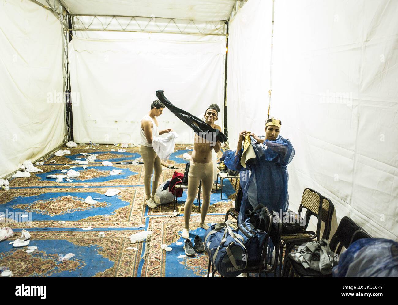 Members of the ''Pharaohs’ Golden Parade'' show just after the ...