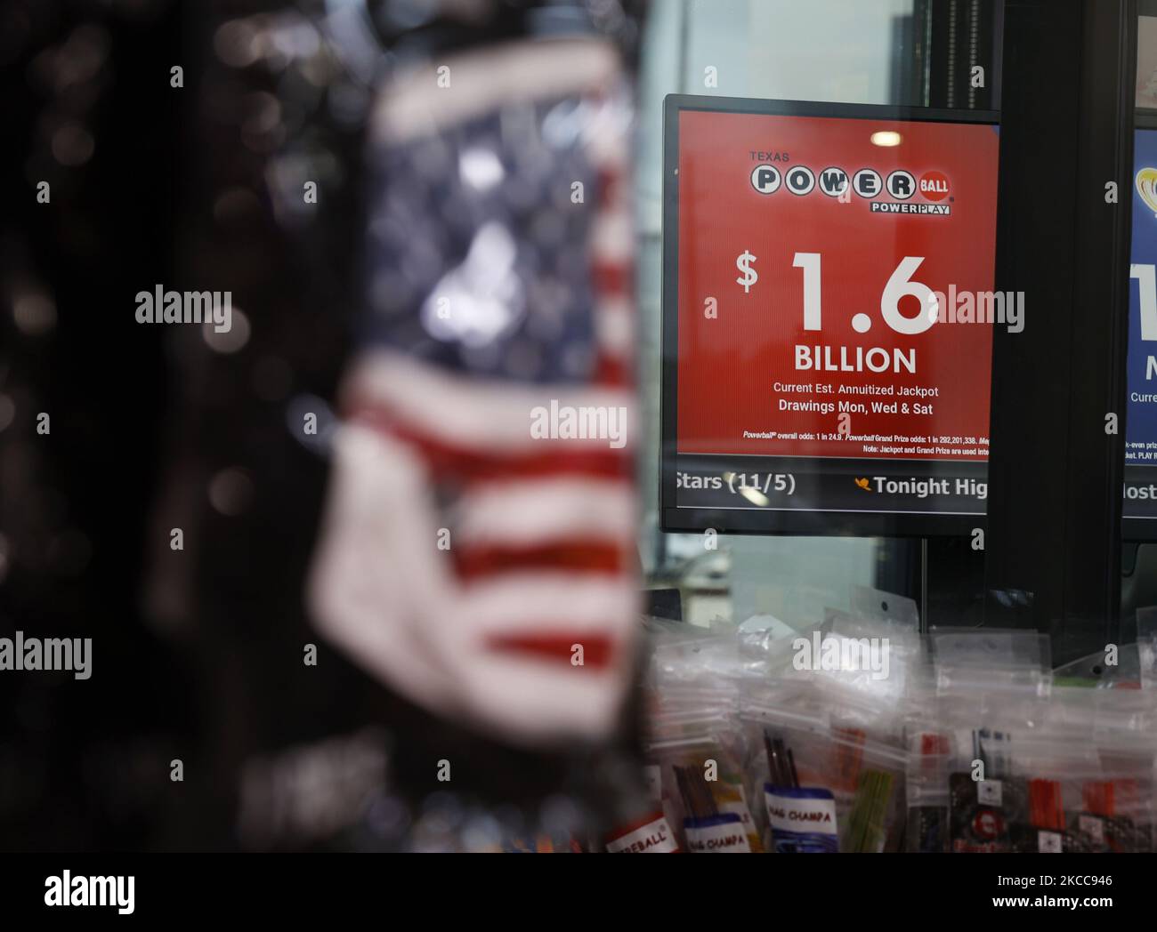 Houston, United States. 04th Nov, 2022. A sign for the Powerball ...