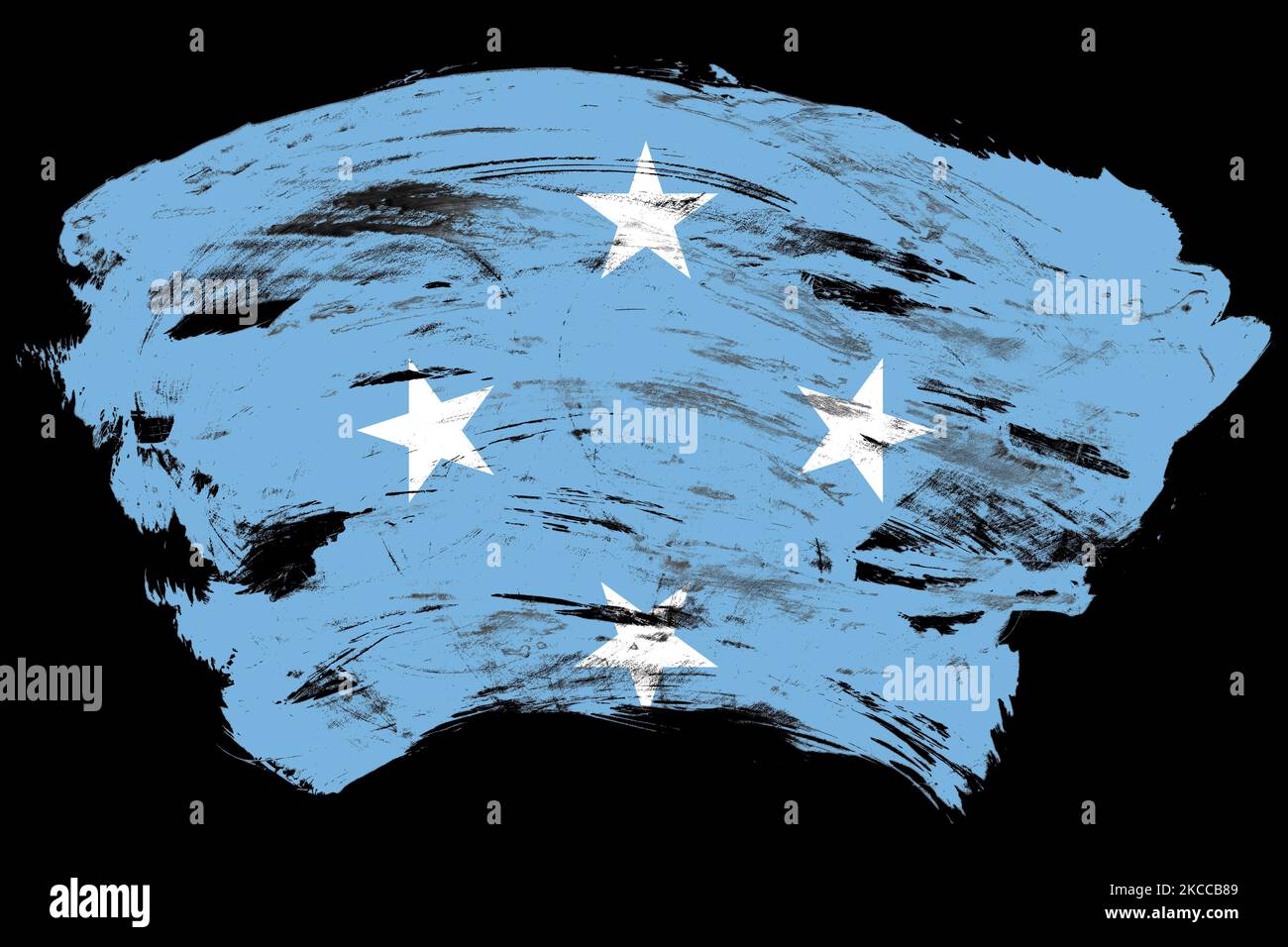 Federated states of micronesia flag on distressed black stroke brush ...