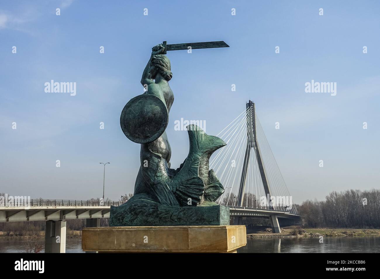 The Mermaid of Warsaw statue is seen in Warsaw, Poland, on 1 April 2021 ...