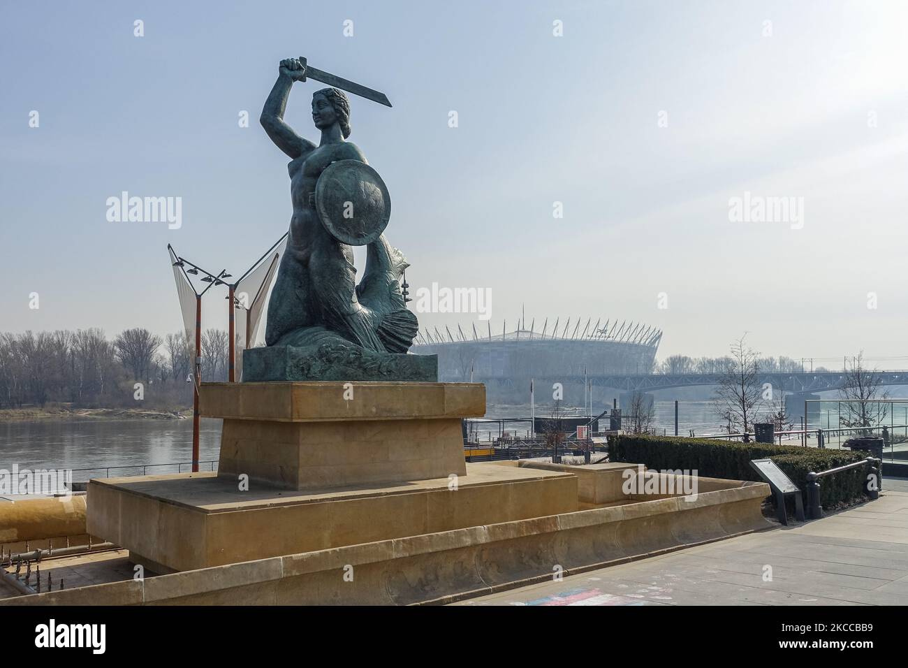 The Mermaid of Warsaw statue is seen in Warsaw, Poland, on 1 April 2021 ...