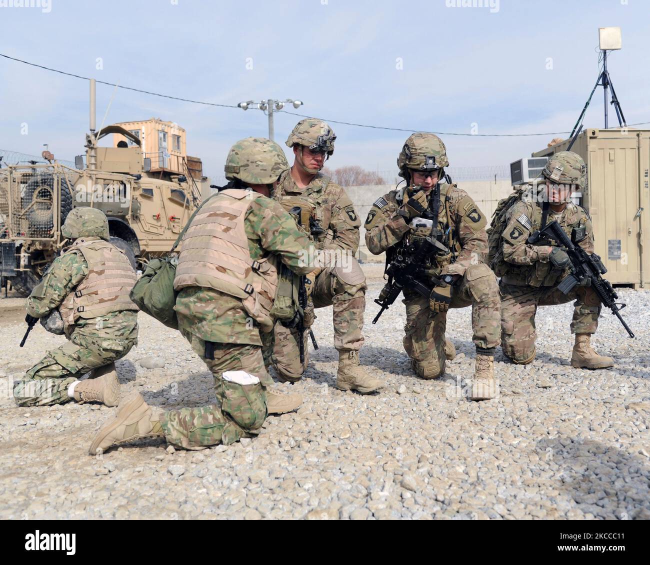 U.S. Army and Georgian service members respond to a simulated attack at ...