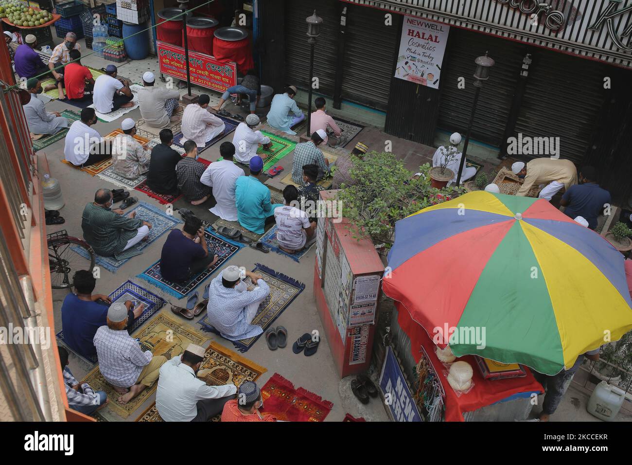 Muslims performed Friday prayer at a street as they are not maintaining ...