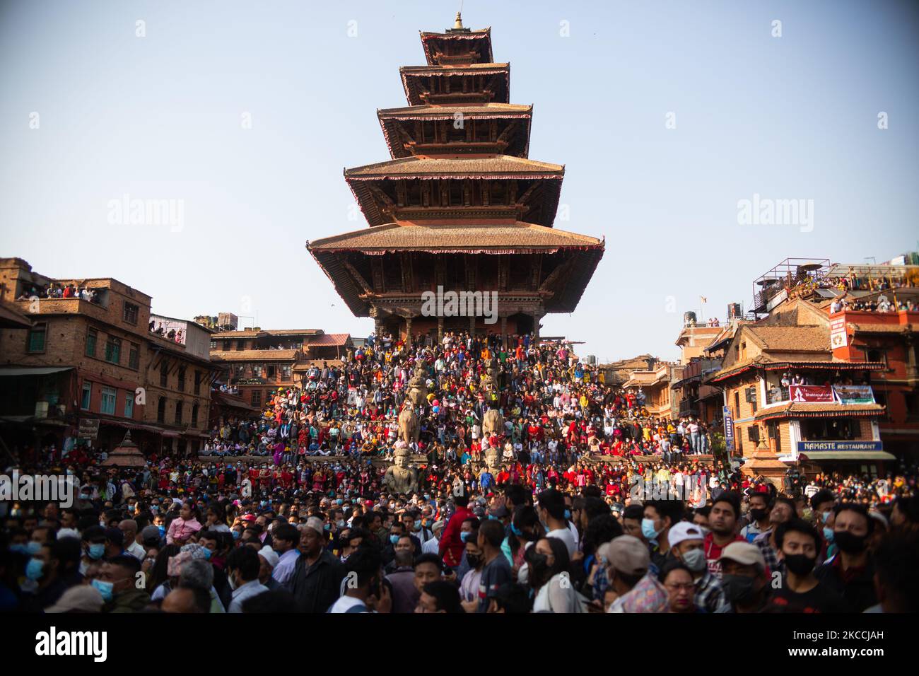 Nepalese devotees observe Bisket Jatra festival in Bhaktapur, Nepal on ...