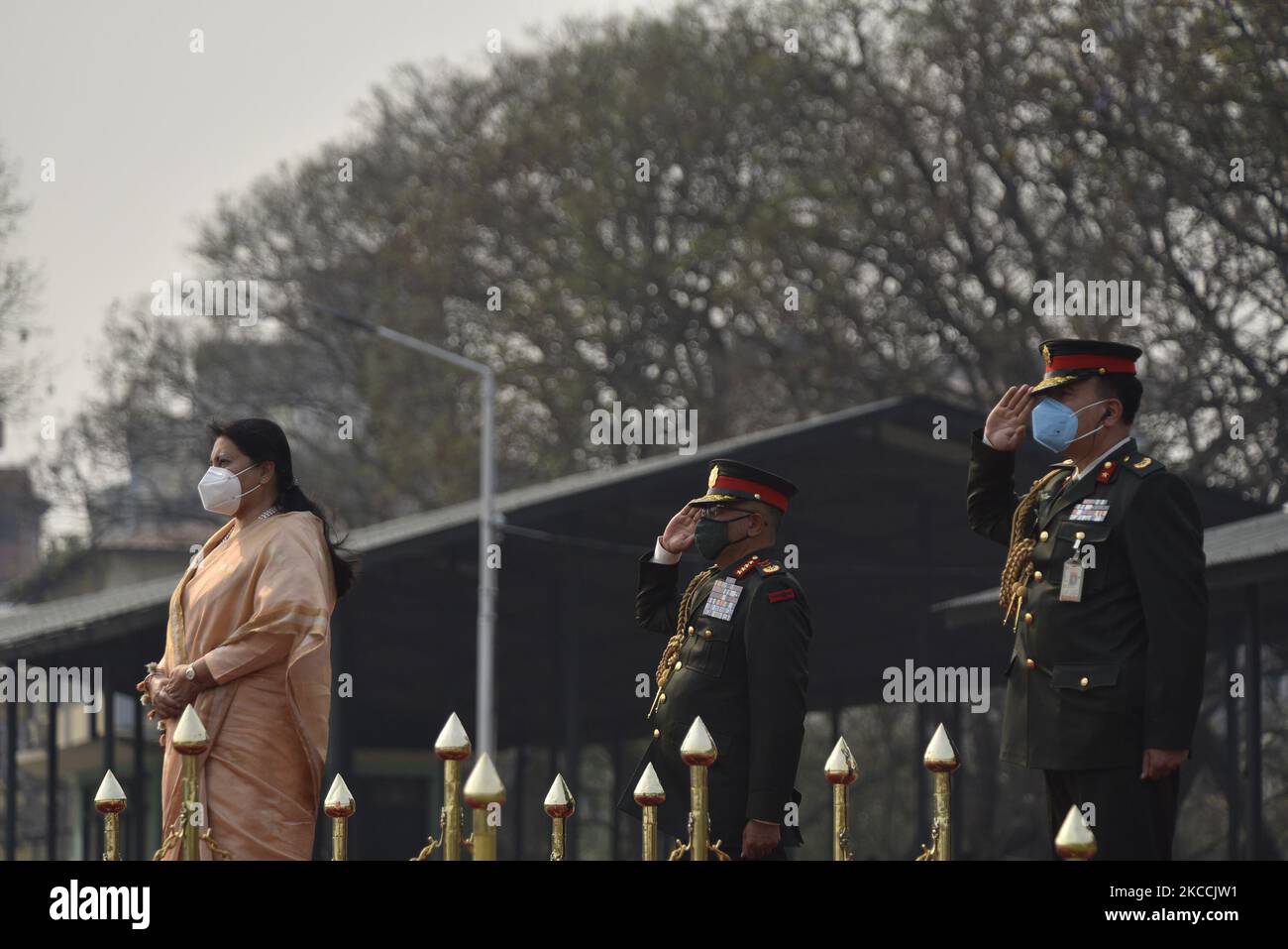 President of Nepal Bidhya Devi along with the face mask officially ...