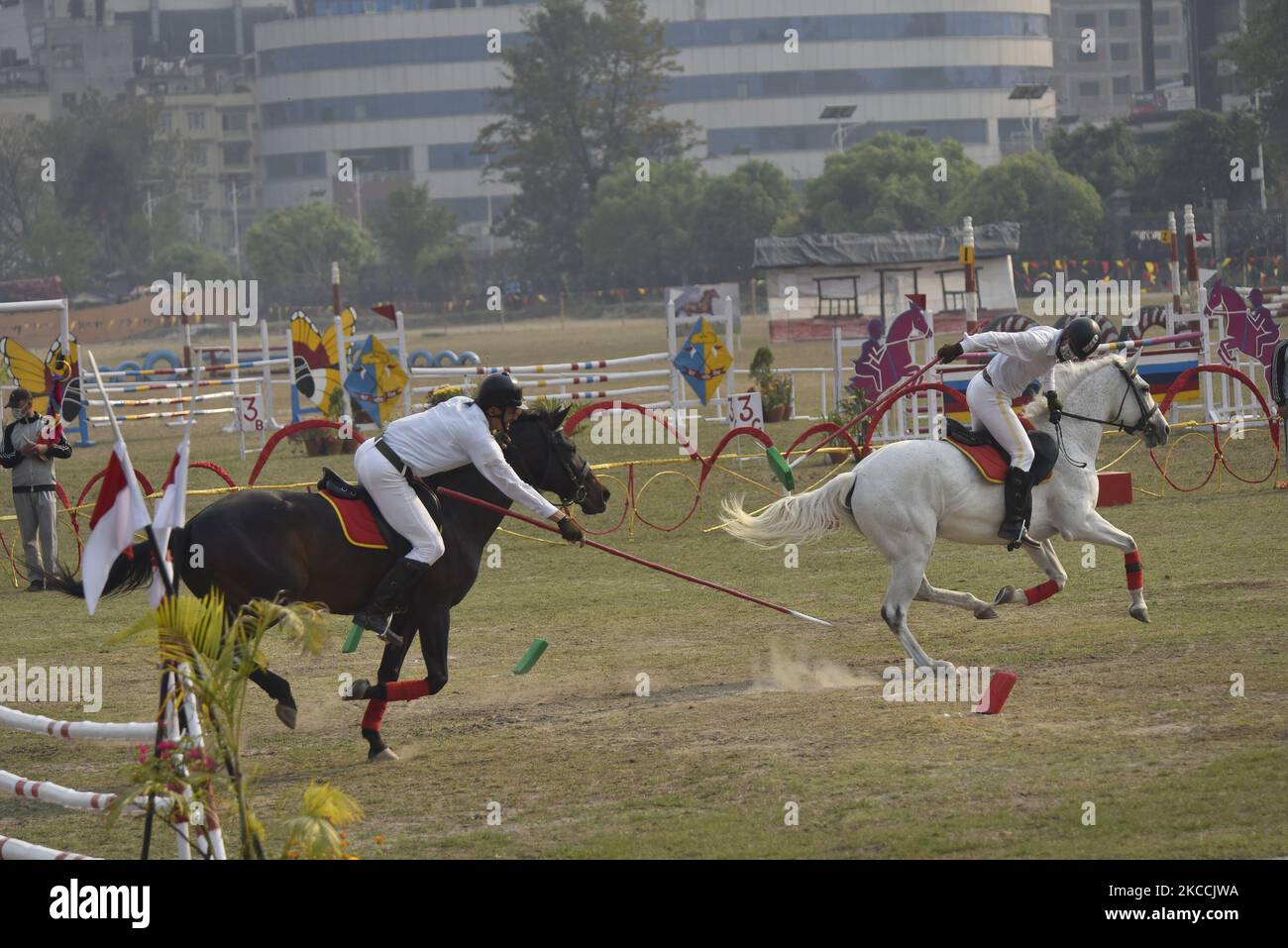 Nepalese Army Horse Cavalry perform horse riding skills during Ghode ...