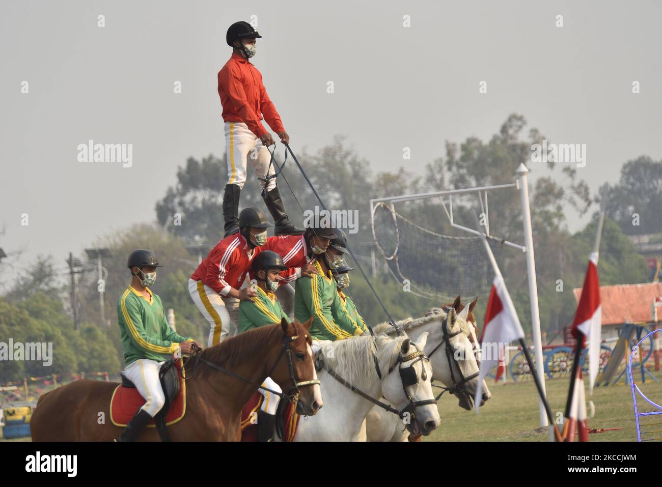 Nepalese Army Horse Cavalry perform horse riding skills during Ghode ...